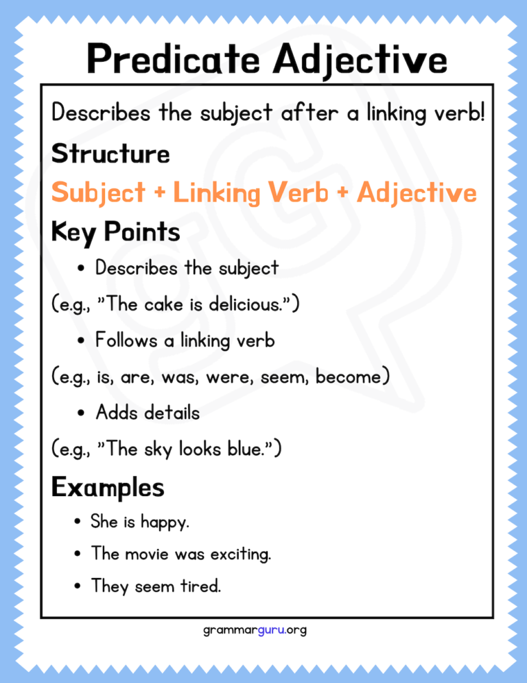 Understanding Predicate Adjectives - Grammar Guru